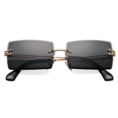 Rectangle Sunglasses for Men/Women Small Rimless Square Shade Eyewear ...