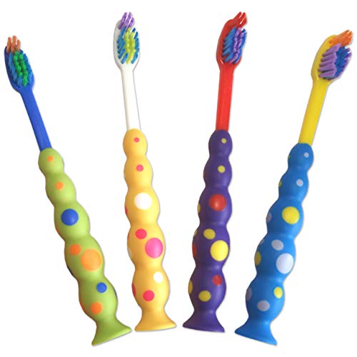 4 Childrens Toothbrushes ~ Bulk Packs Kids Manual Brushes (Sucker ...