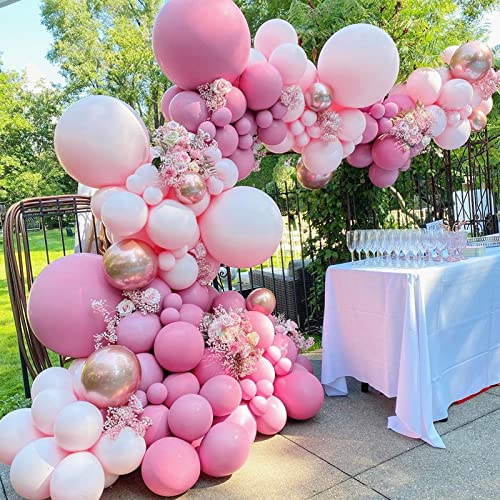 Pink Balloon Arch Kit - 121Pcs Metallic Rose Gold Baby Pink Balloons A ...